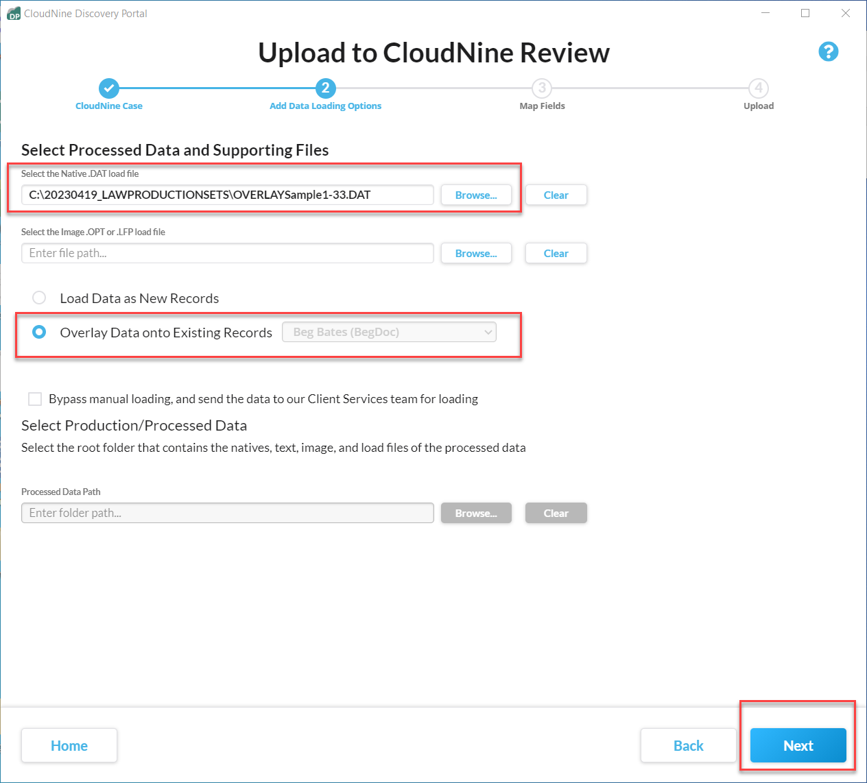 Is there a way to overlay data to existing records in a CloudNine Review project?